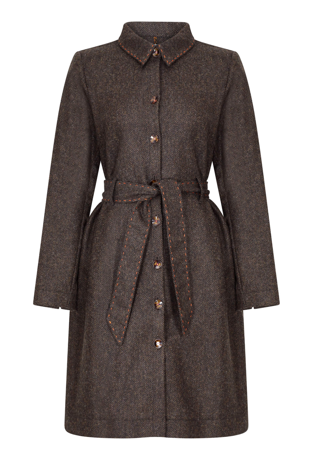 Chocolate Brown Tweed Coat Dress Made From Scottish Tweed – Settlers ...